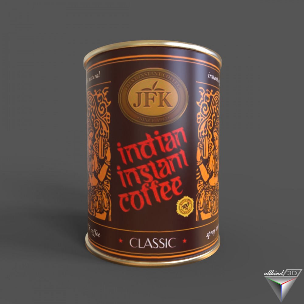 AllKind3D.com 3Dmodel JFK Indian Instant Coffee