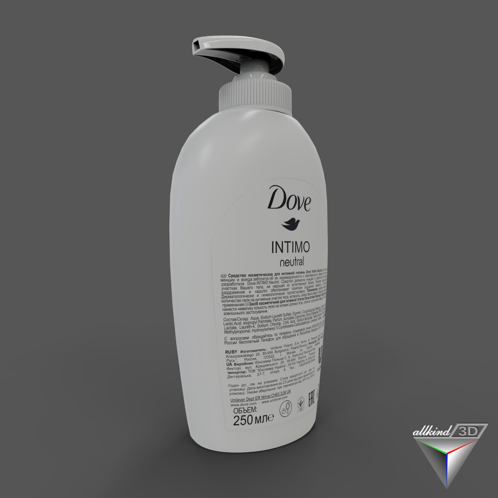 AllKind3D.com 3Dmodel intimate hygiene gel Dove Intimo Neutral 250ml