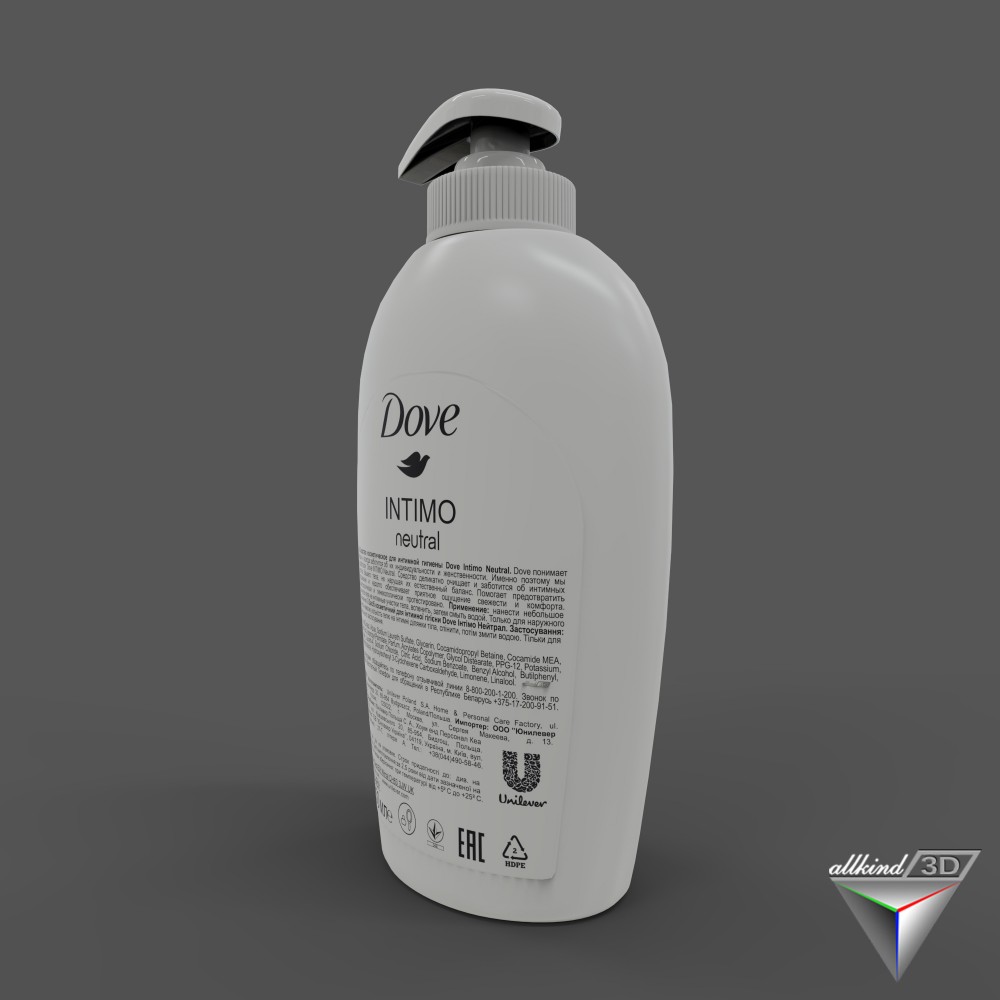 AllKind3D.com 3Dmodel intimate hygiene gel Dove Intimo Neutral 250ml