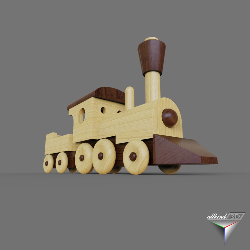 AllKind3D.com 3Dmodel wood toy engine train simple DIY