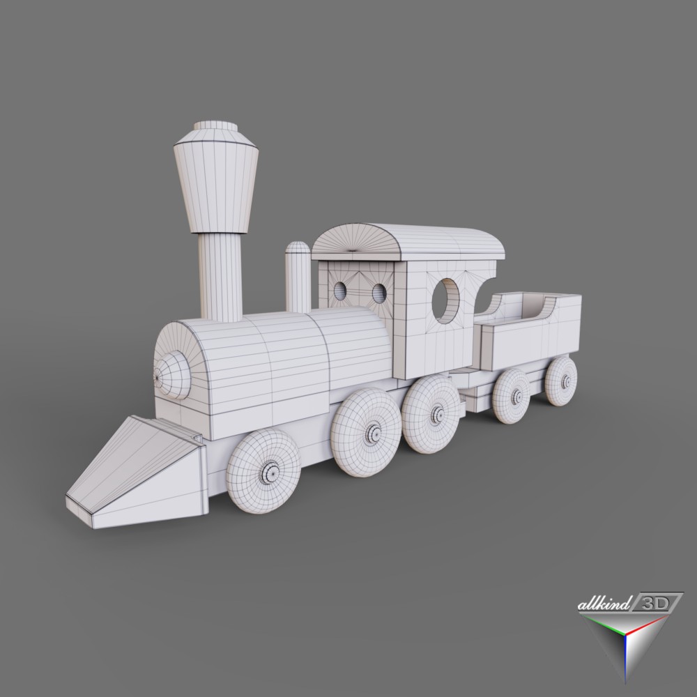 AllKind3D.com 3Dmodel wood toy engine train simple DIY
