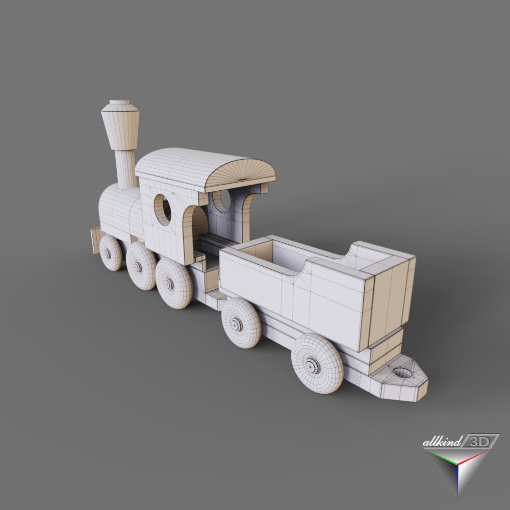 AllKind3D.com 3Dmodel wood toy engine train simple DIY