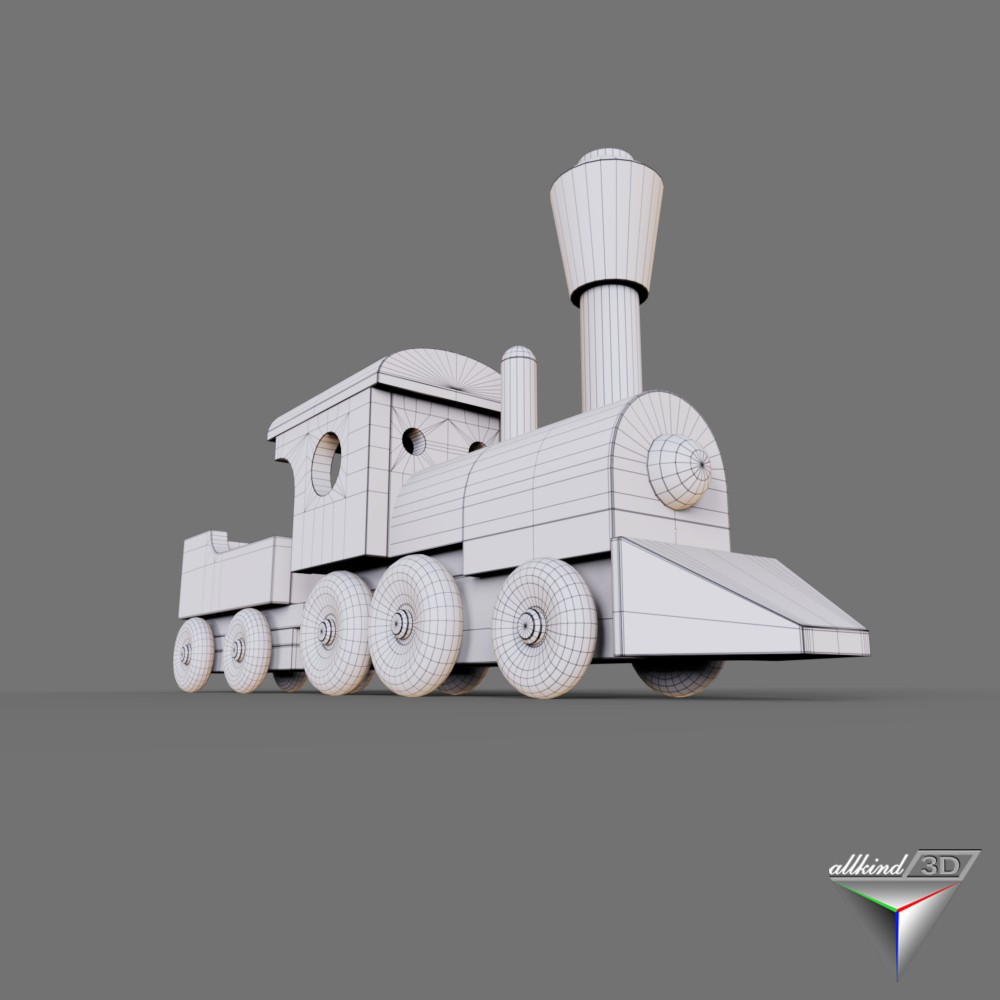 AllKind3D.com 3Dmodel wood toy engine train simple DIY
