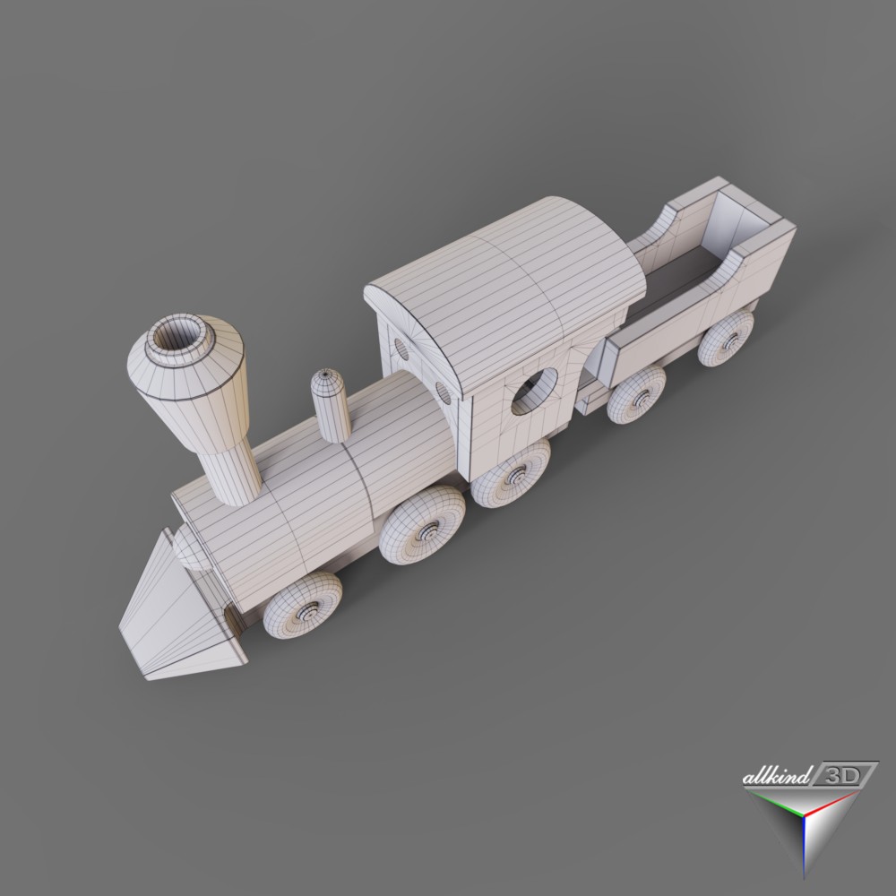 AllKind3D.com 3Dmodel wood toy engine train simple DIY