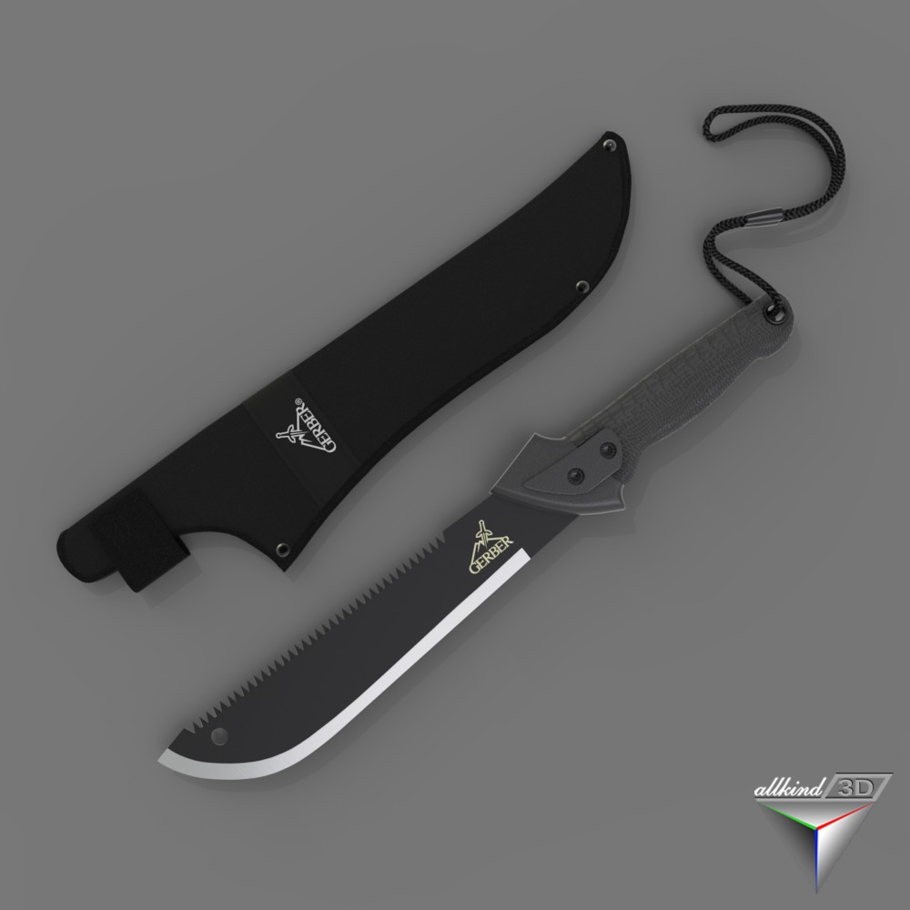 AllKind3D.com 3Dmodel machete Gerber Gator Jr with scabbard
